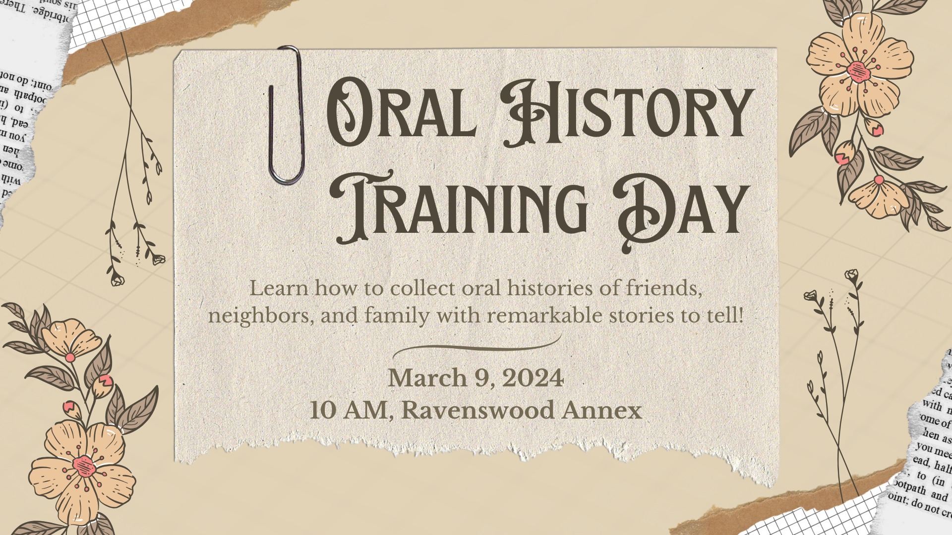 Oral History Training Day | Ravenswood West Virginia